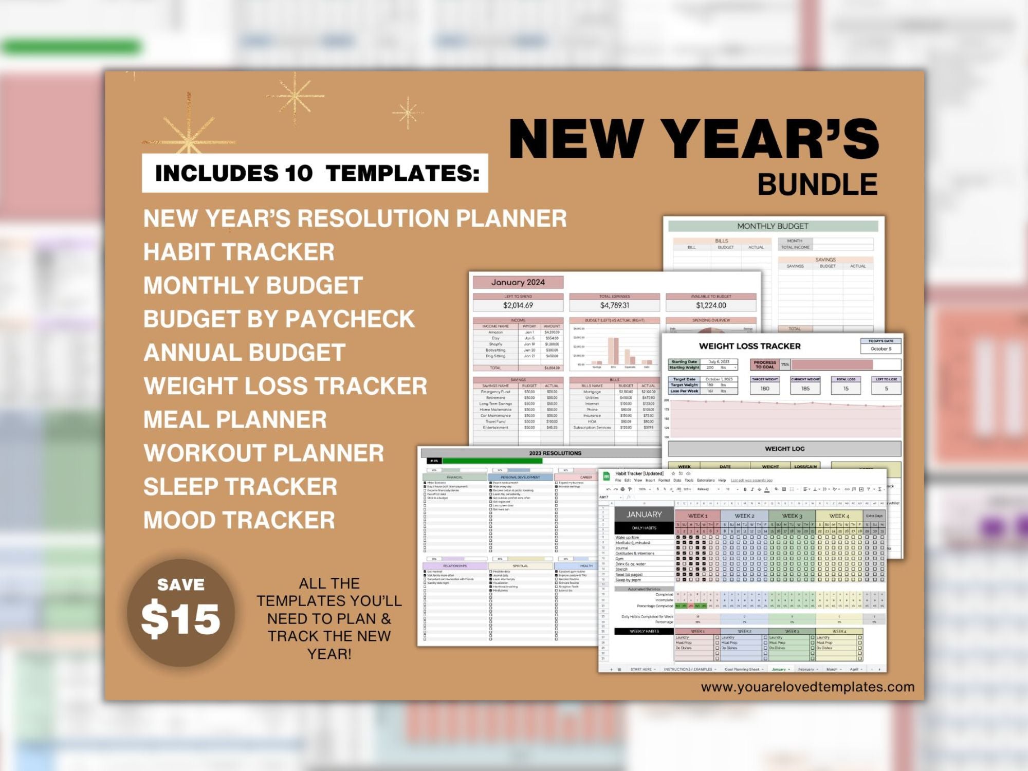 New Year's Bundle | Google Sheets – You are Loved Templates
