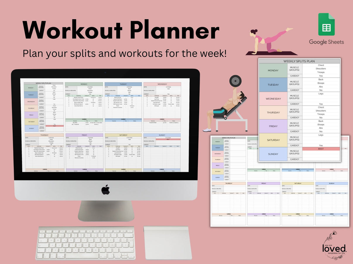 Weekly Workout Planner Spreadsheet | Google Sheets – You are Loved ...