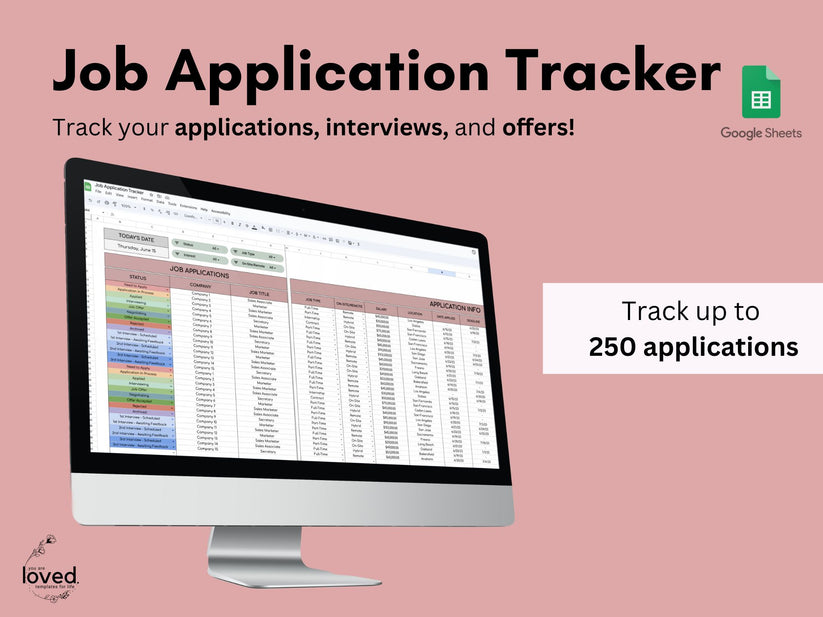 Job Application Tracker | Google Sheets Template – You are Loved Templates