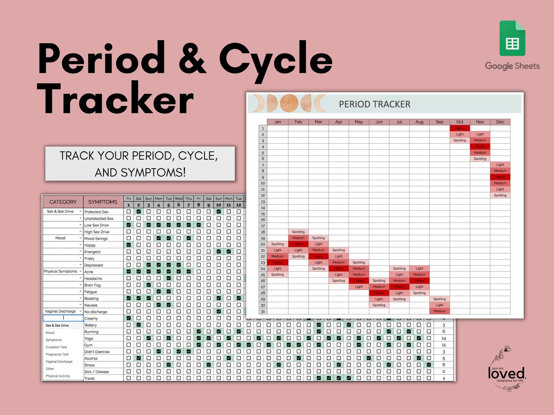 Menstrual Tracking Chart Period Tracker, Ovulation Tracker, Pregnancy
