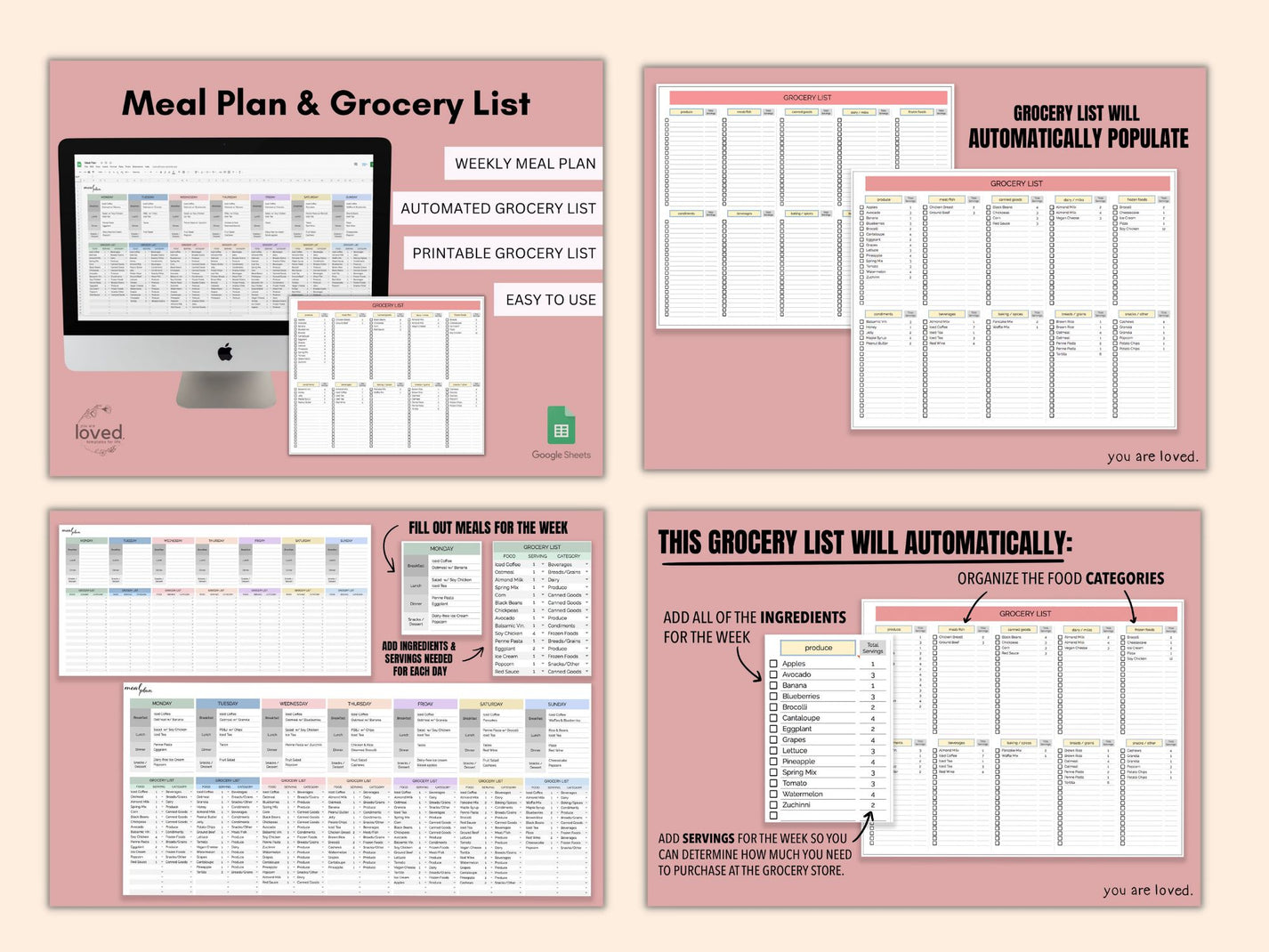 Weekly Planning Template Bundle | Google Sheets – You are Loved Templates
