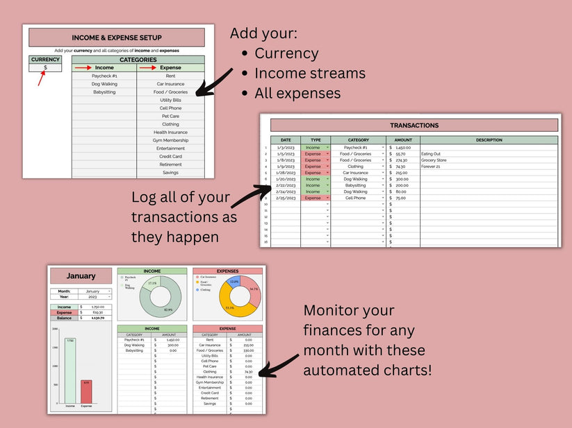 Income & Expense Tracker | Google Sheets Template – You are Loved Templates