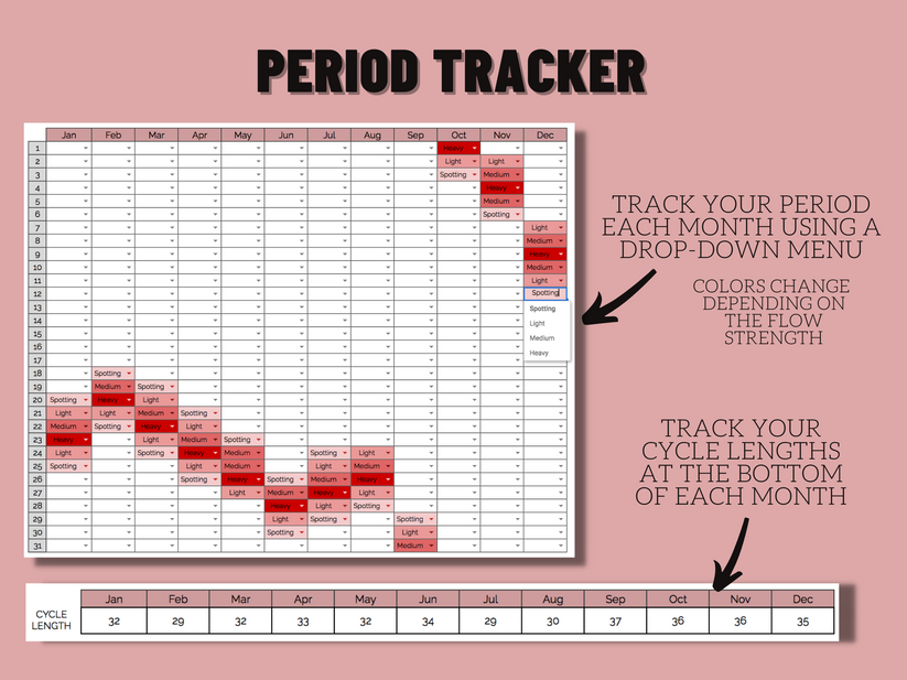Period & Menstrual Cycle Tracker | Google Sheets Template – You are ...