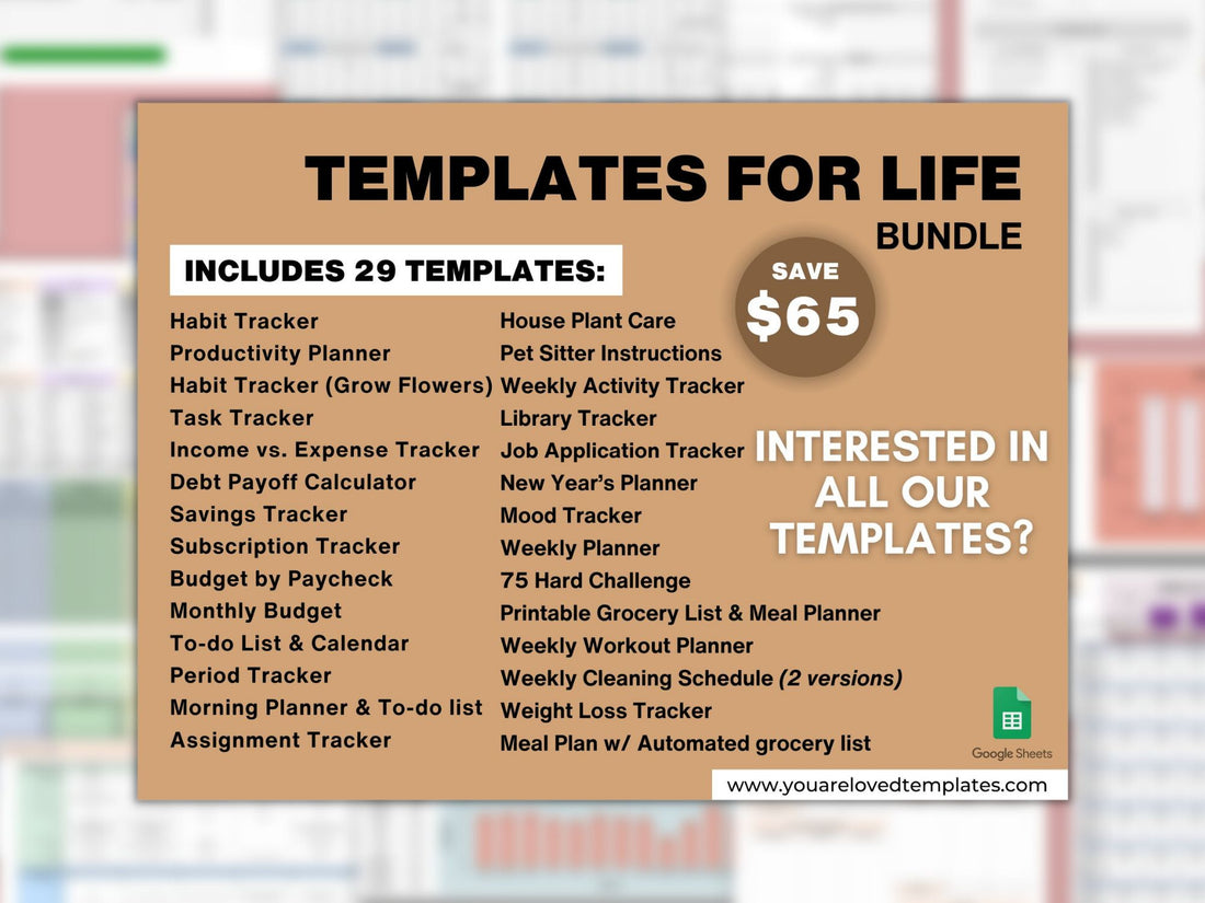 Templates for Life Bundle | Google Sheets – You are Loved Templates