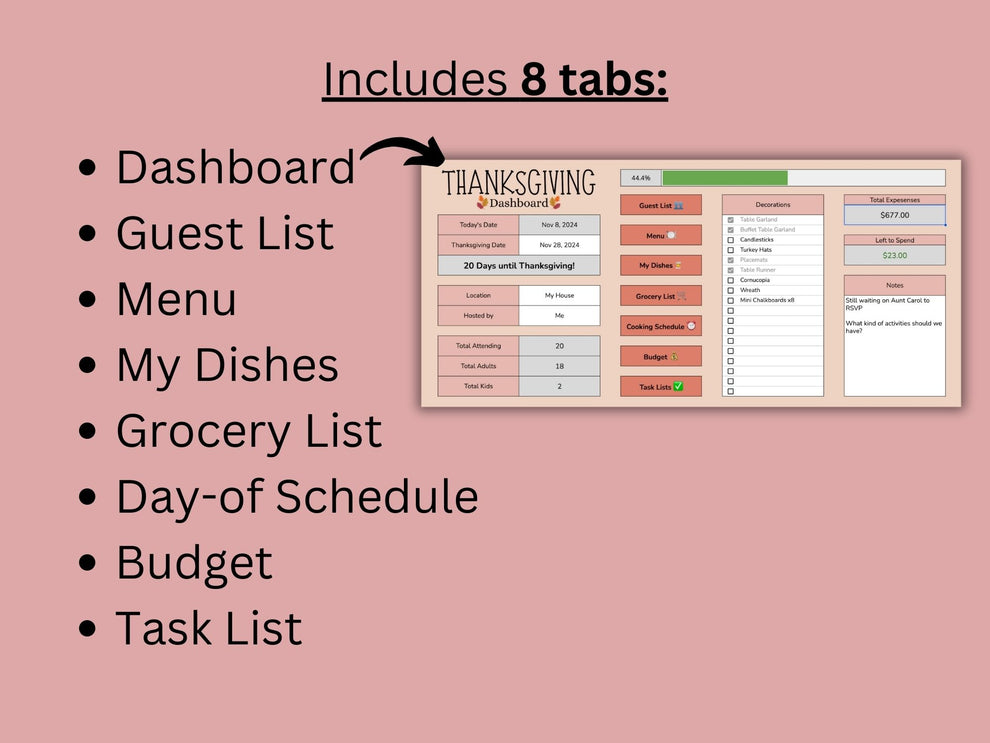 Thanksgiving Planner | Google Sheets Template – You are Loved Templates