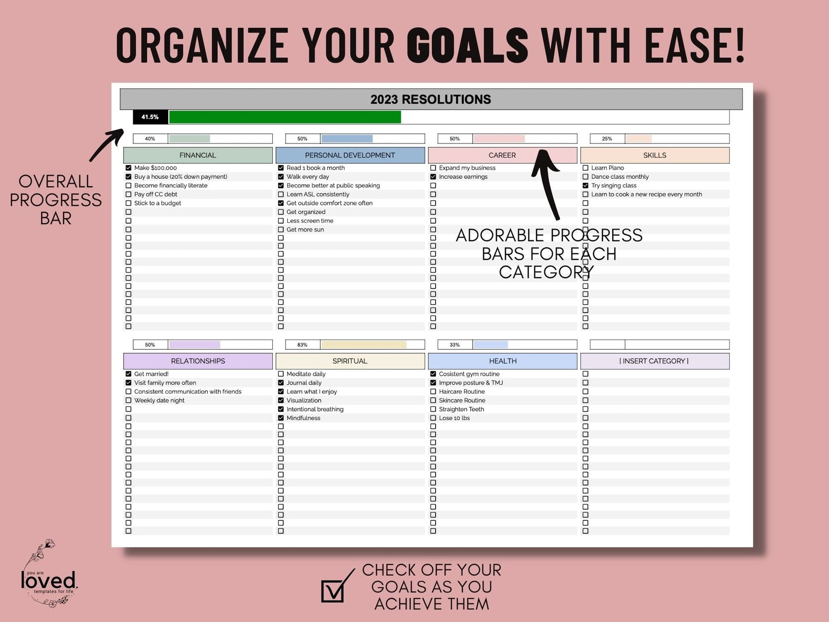 New Year's Resolution Planner | Goal Planner | Google Sheets – You are ...