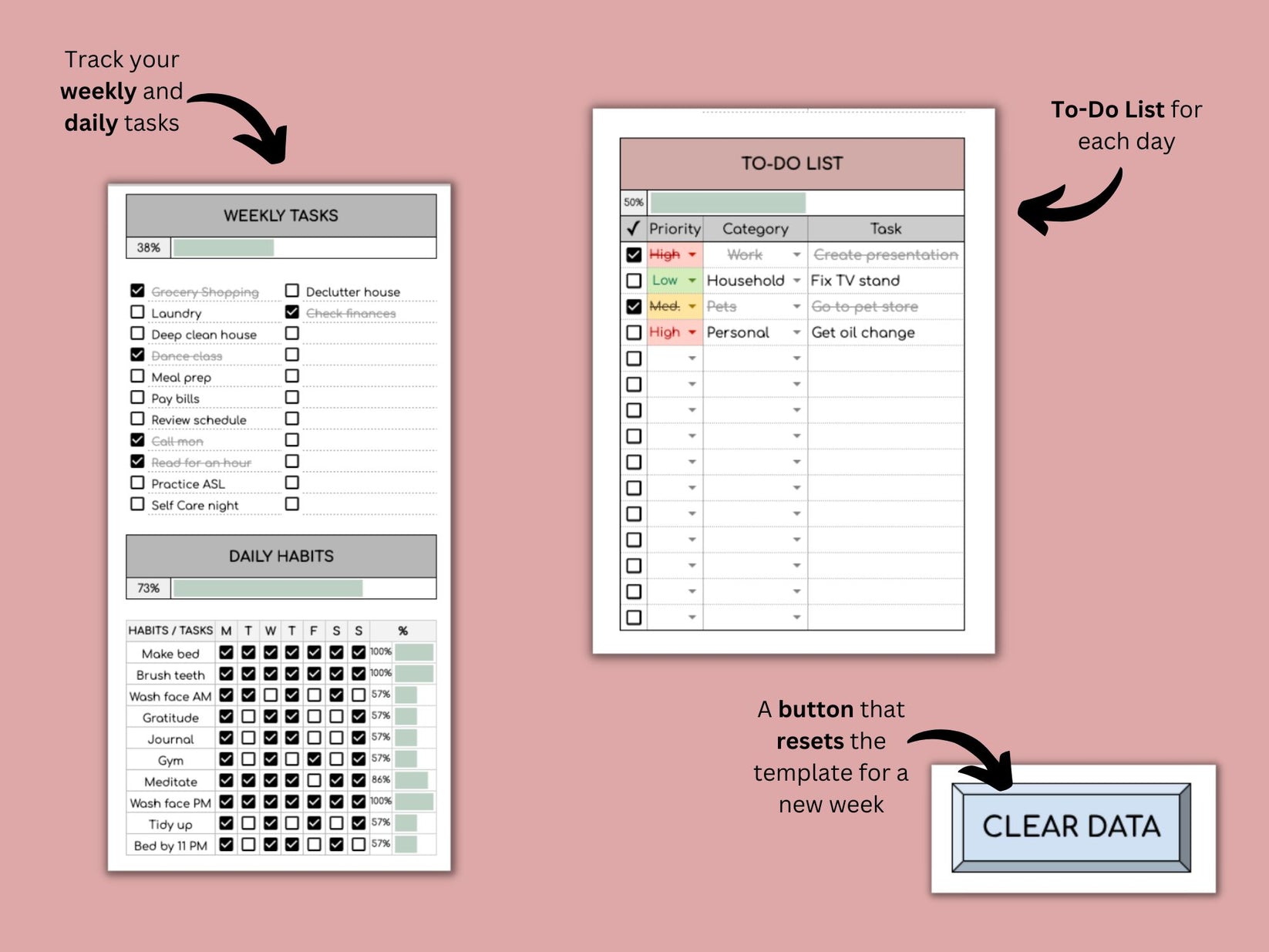 Weekly Planner | Google Sheets Template – You are Loved Templates