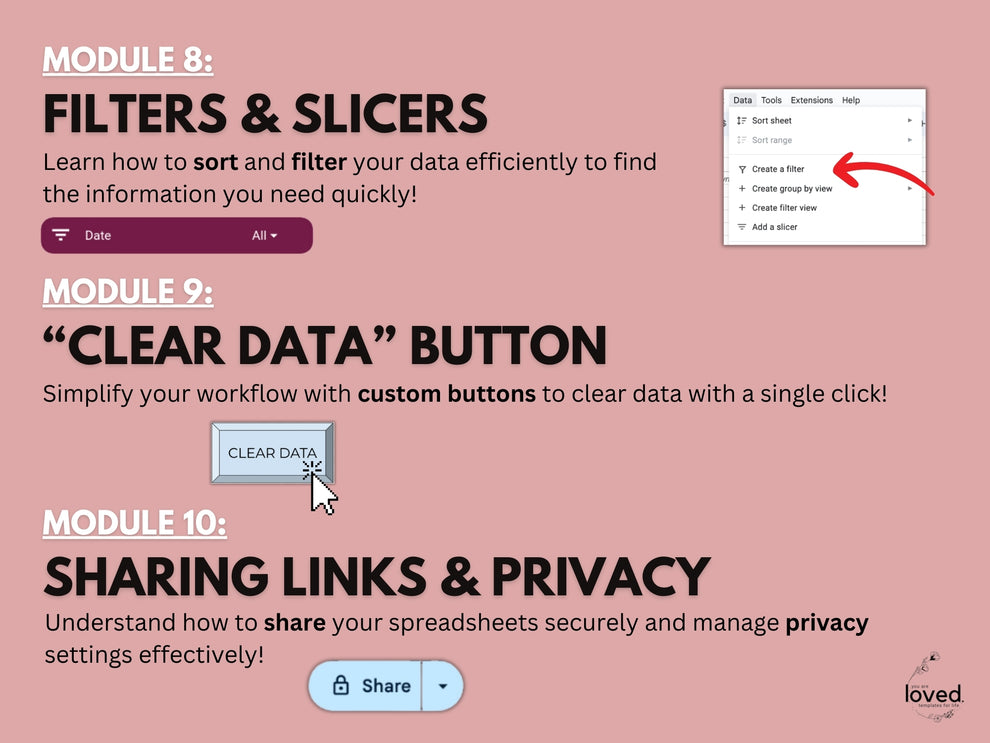 Google Sheets Masterclass | Full Course – You are Loved Templates