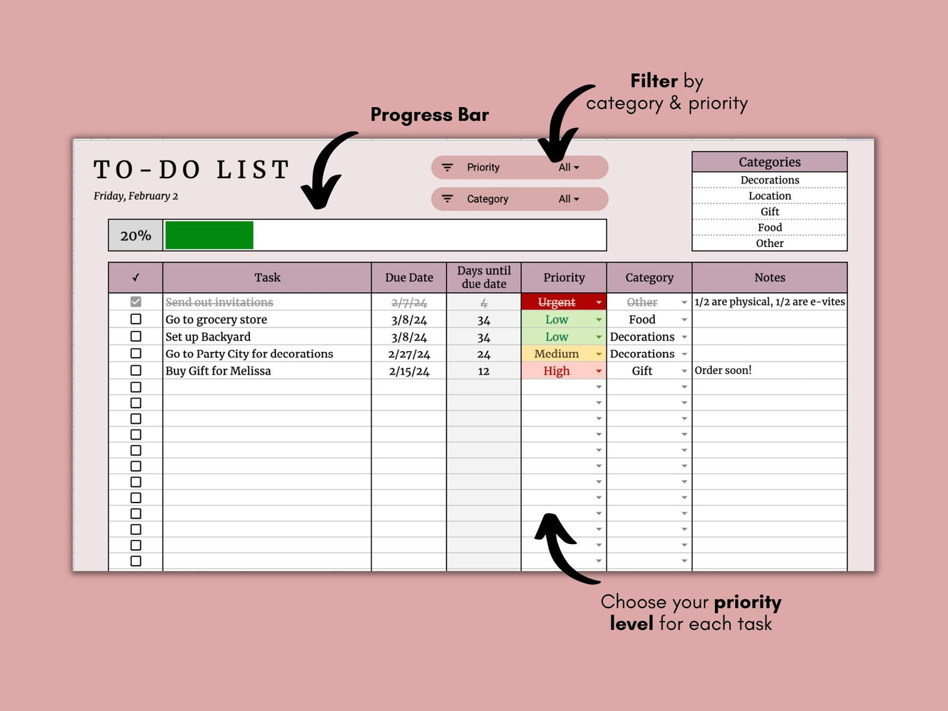 Party Planner | Google Sheets Template – You are Loved Templates