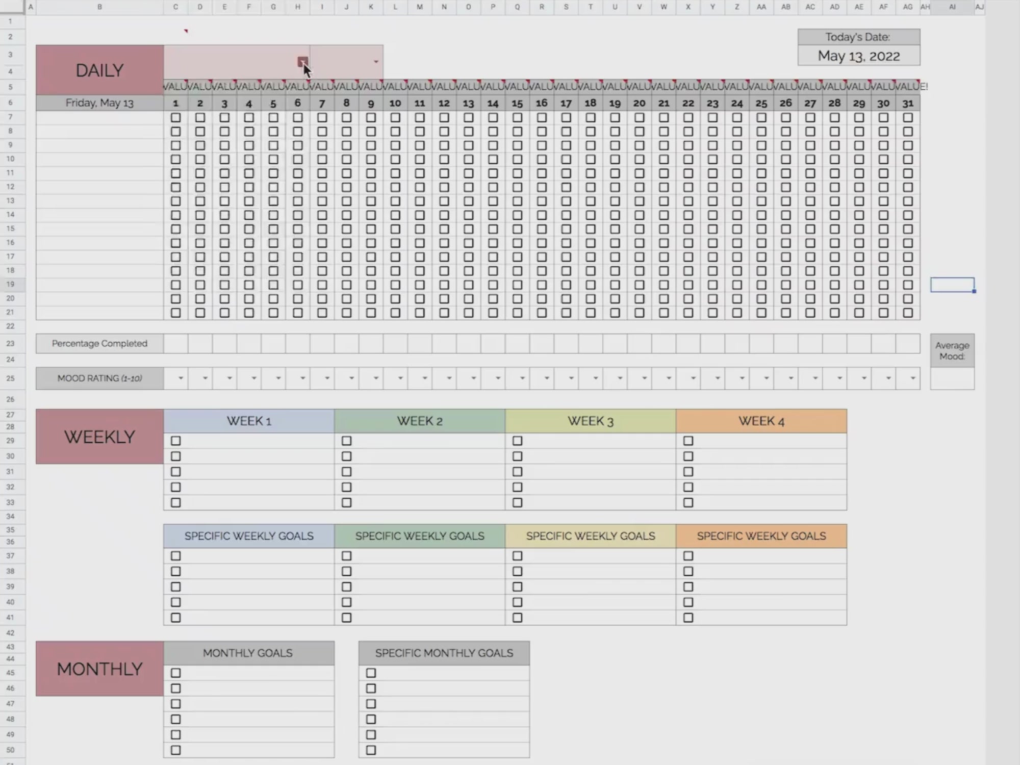 Productivity Planner | Google Sheets Template – You are Loved Templates