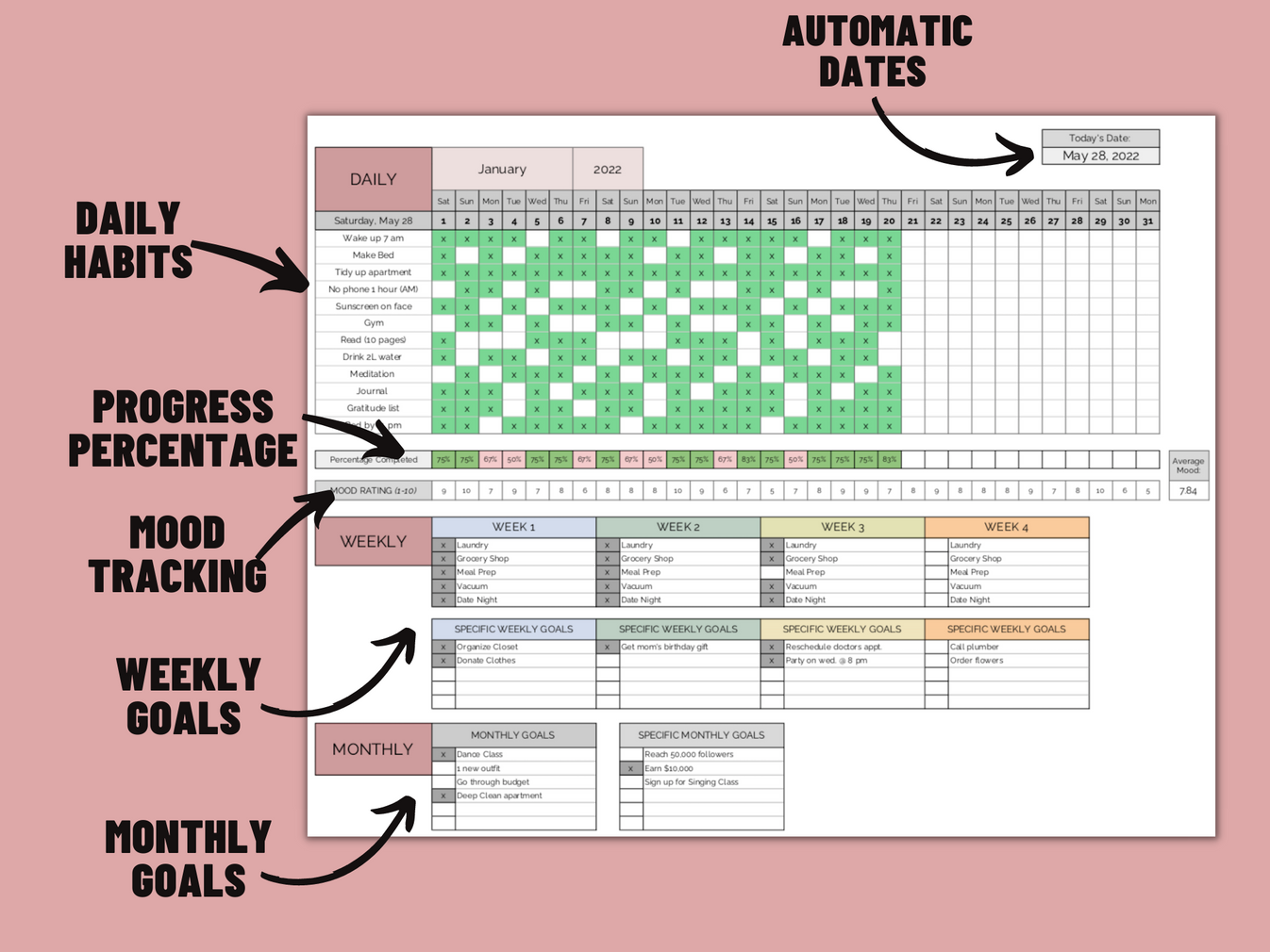 Productivity Planner | Microsoft Excel – You are Loved Templates