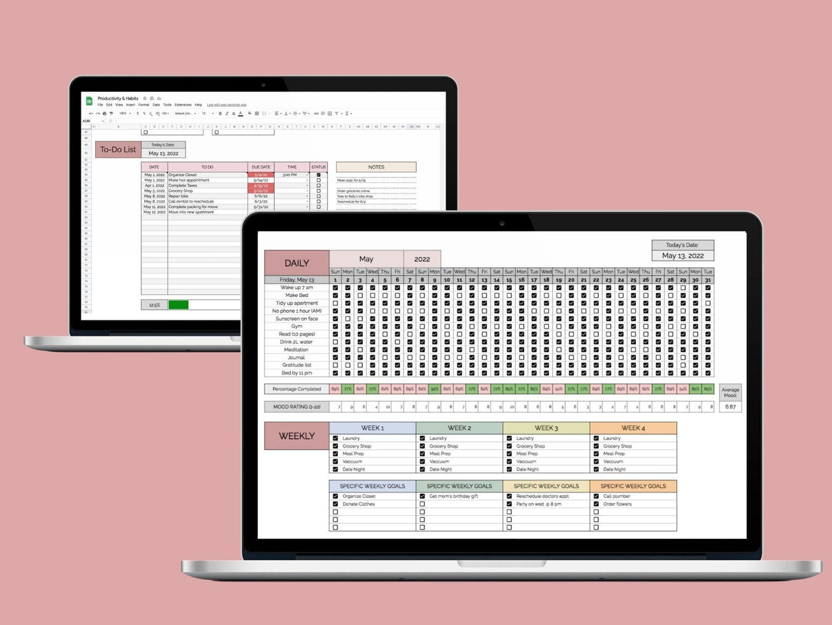 Productivity Planner | Google Sheets Template – You are Loved Templates